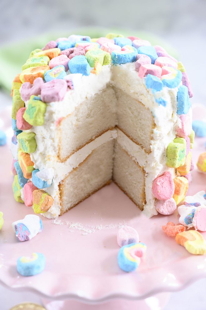 Lucky Charms Layer Cake | Wishes and Dishes