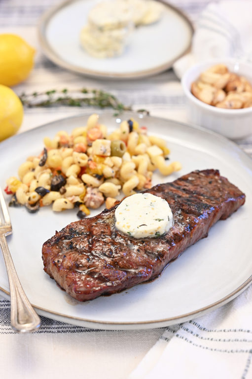 Grilled Strip Steaks with Herb Compound Butter | Wishes and Dishes