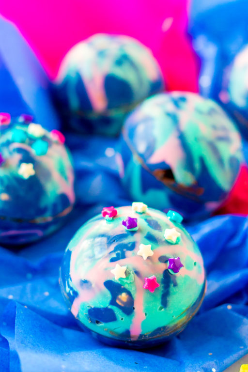 Galaxy Hot Chocolate Bombs | Wishes and Dishes