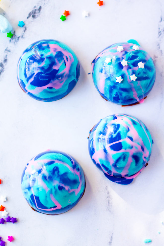 Galaxy Hot Chocolate Bombs | Wishes and Dishes