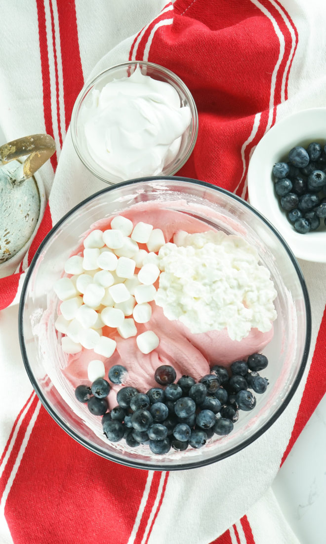 Red White and Blue Fluff Salad | Wishes and Dishes