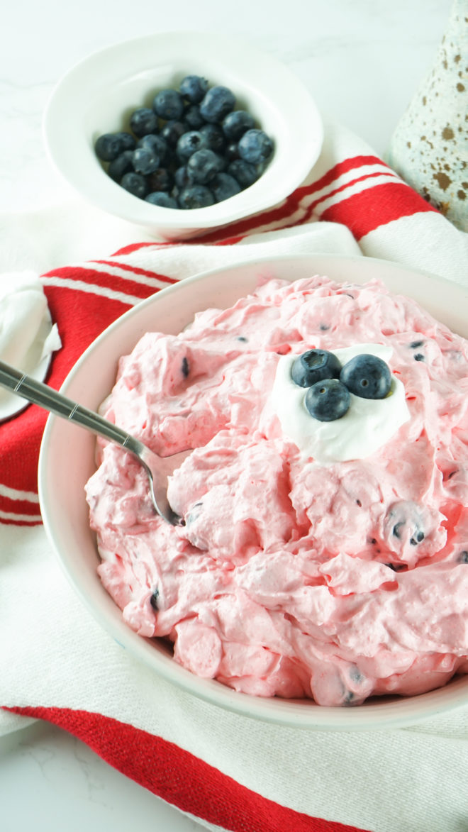 Red White and Blue Fluff Salad | Wishes and Dishes