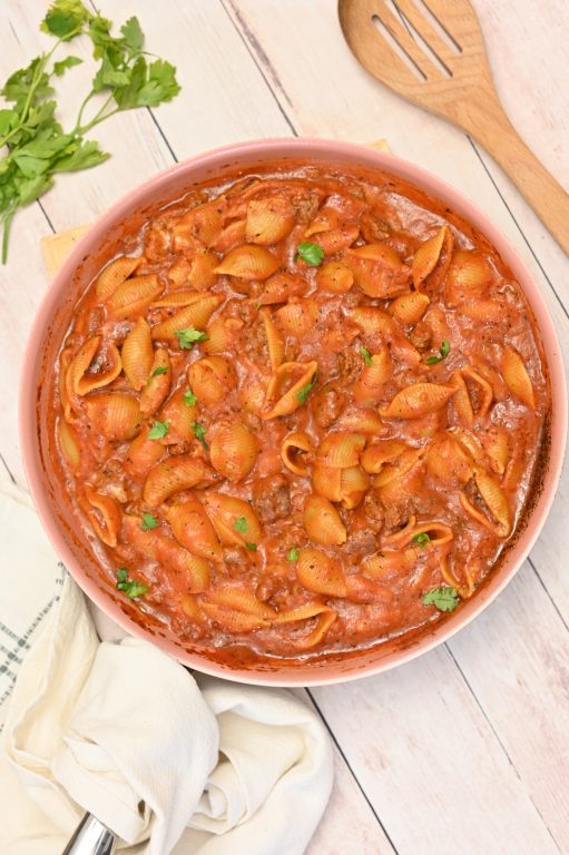 Creamy Beef and Shells | Wishes and Dishes