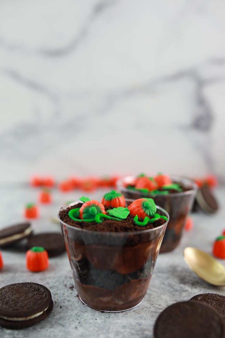 Pumpkin Patch Dirt Cups | Wishes and Dishes