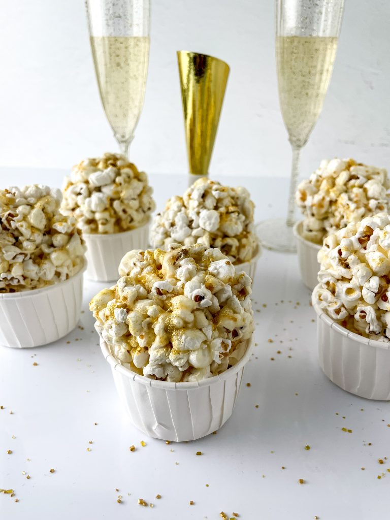 New Year Champagne Popcorn Balls | Wishes and Dishes