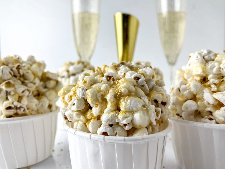 New Year Champagne Popcorn Balls | Wishes and Dishes