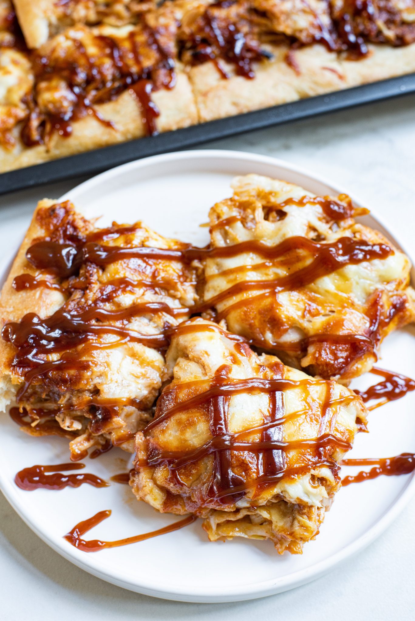 Sheet Pan Bbq Chicken Pizza Wishes And Dishes