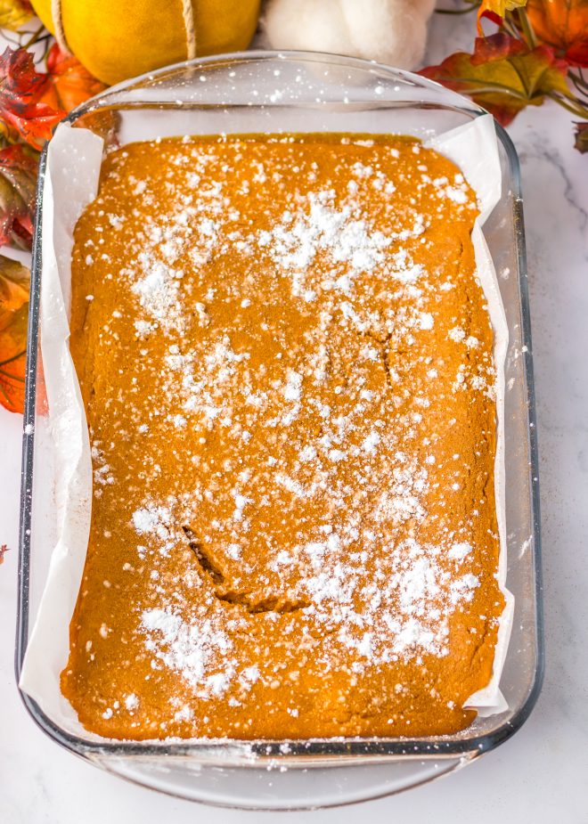 Pumpkin Gooey Butter Cake | Wishes and Dishes